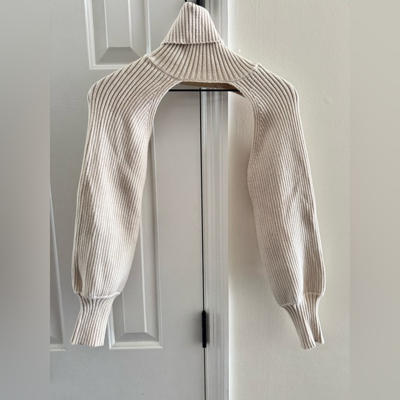 Zara | Sweaters | Zara Cream Ribbed Shrug Turtle Neck Longsleeve Nwot ...